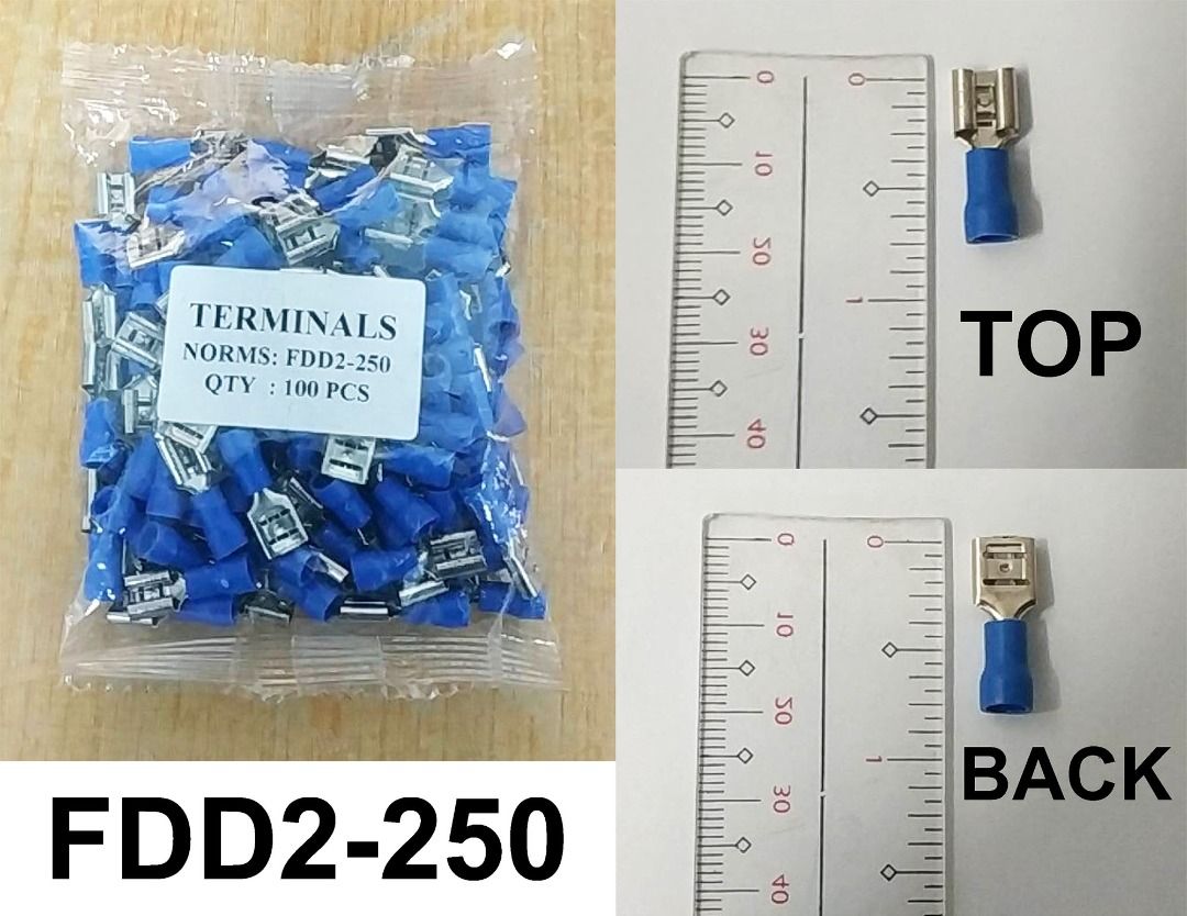 INSULATED TERMINAL LUG FDD2-250 FEMALE BLUE QUICK DISCONNECT 16 AWG ...