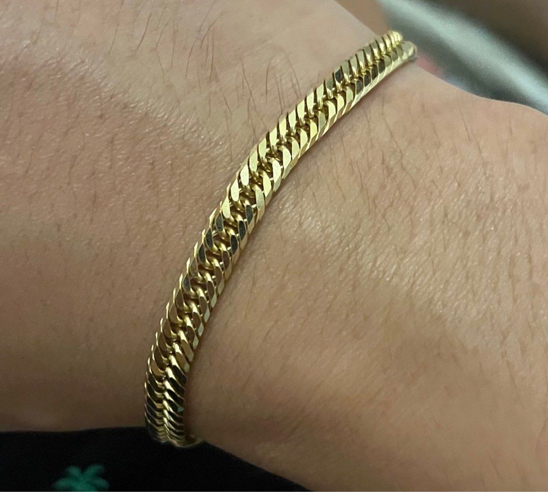 18k Japan Gold 10cut Bracelet, Men's Fashion, Watches & Accessories ...