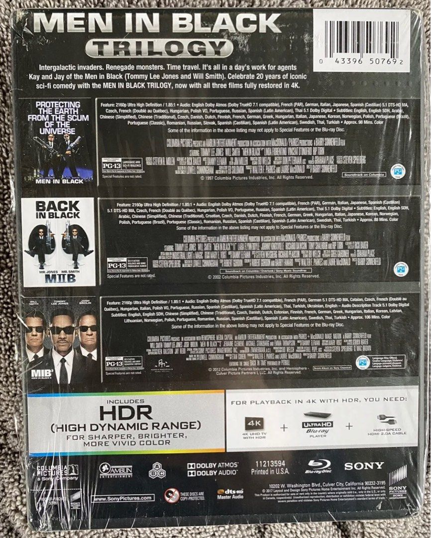 Men in Black Trilogy (20th Anniversary Edition) 4K UHD/BR ...