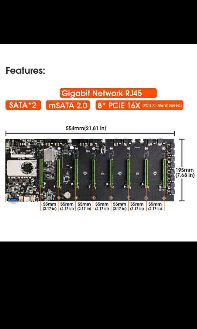 Mining motherboard with CPU 8 graphics card slot DDR3 memory integrated ...