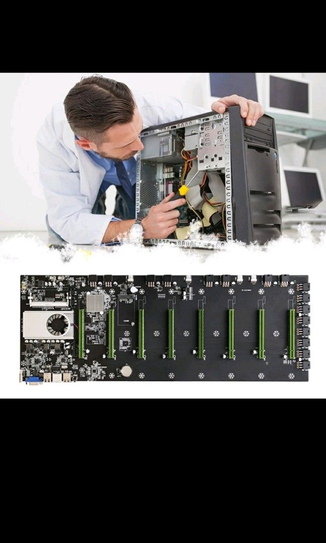 Mining motherboard with CPU 8 graphics card slot DDR3 memory integrated ...