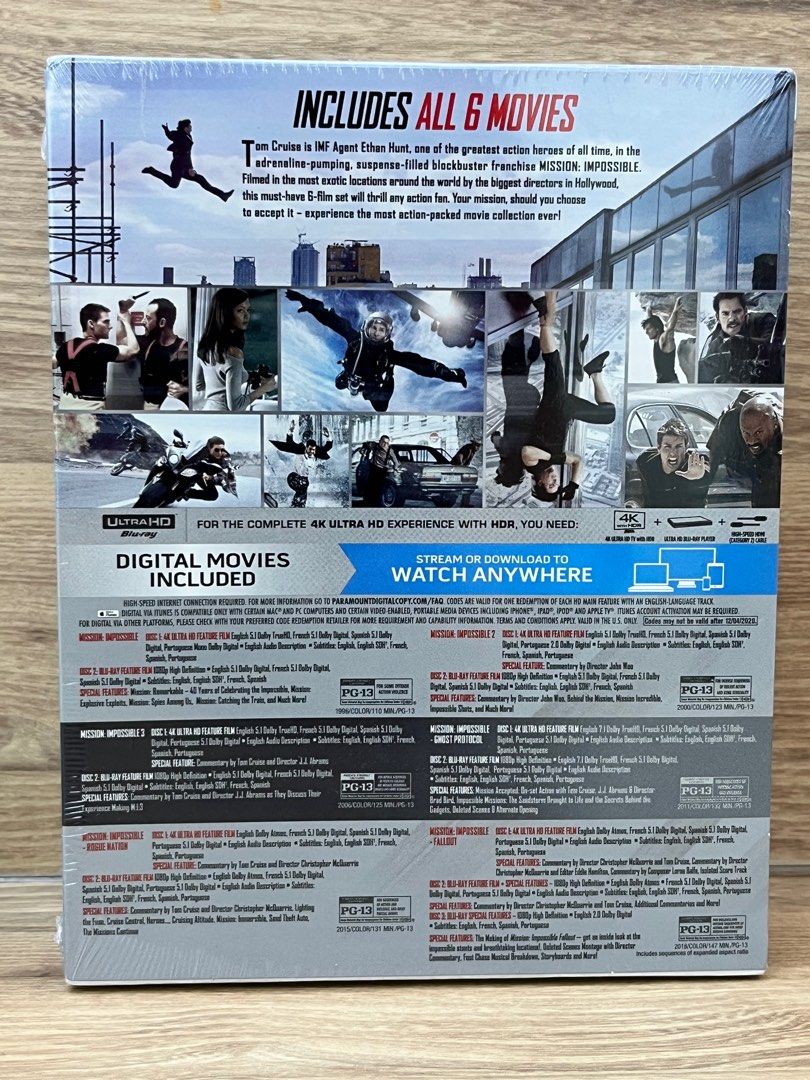 Mission impossible 6-movie collection 4k UHD / blu ray / digital ...