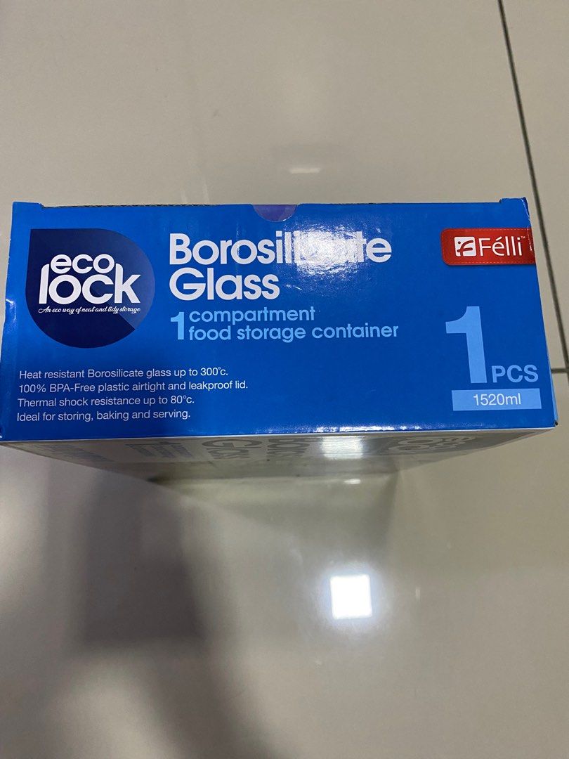 NEW Felli EcoLock Borosilicate Glass Food Storage, Furniture & Home ...