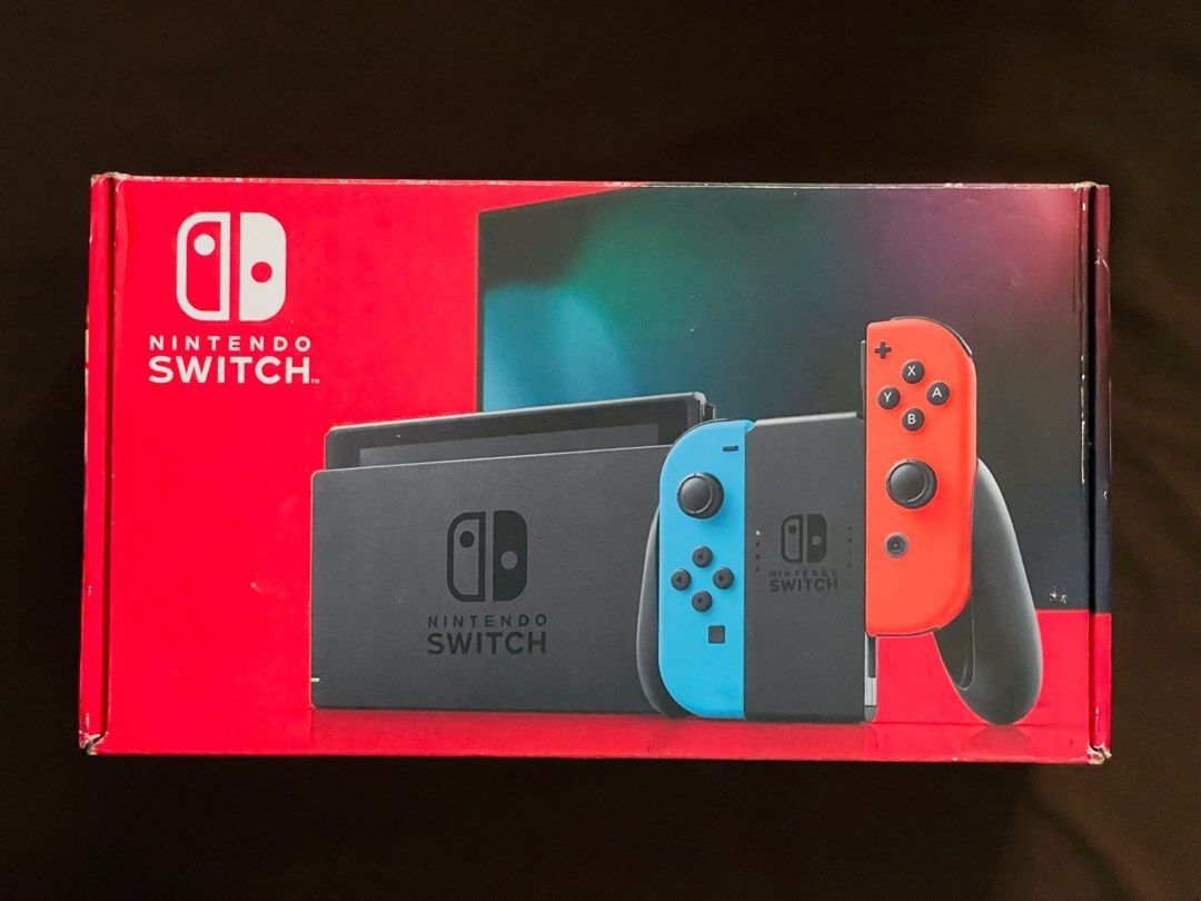 Nintendo switch v2 oled second warna neon, Video Game, Konsol di Carousell