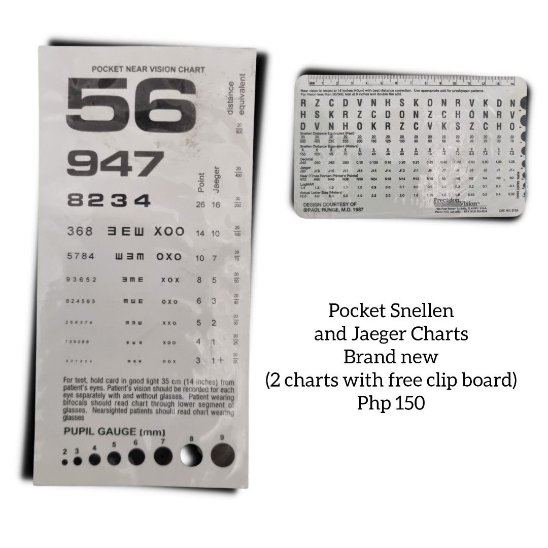 Pocket Snellen And Jaeger Charts Health Nutrition Medical Supplies