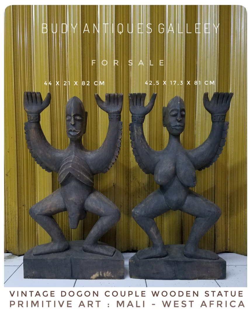 Primitive Art Dogon Couple Wooden Statue From Mali West Africa, Antik ...