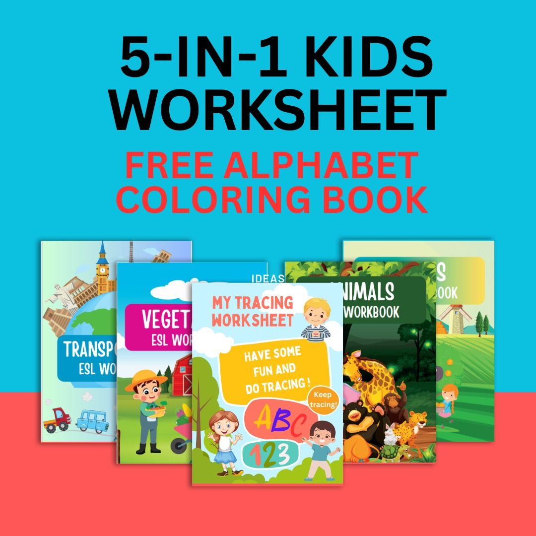 RING BIND: 5-in-1 Kids Worksheet: Tracing, Fruits, Animals, Vegetables ...