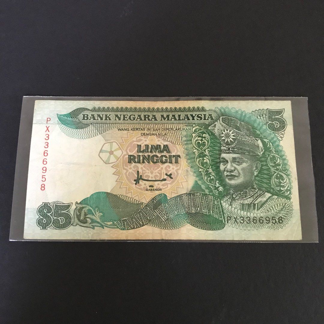 RM5 Duit Lama Wang Kertas Lama Paper Money Banknote Sign Gabenor Ahmad ...