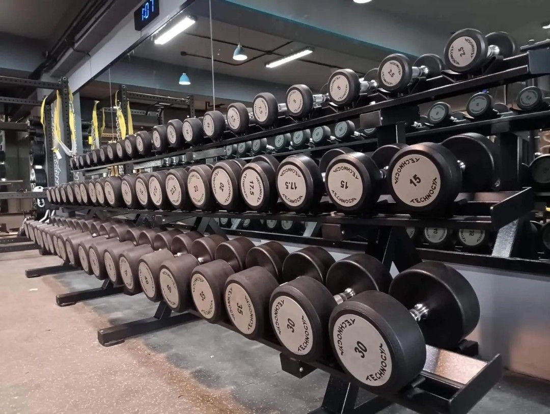 Round Dumbbell Set with Rack 2.5kg -50kg, Sports Equipment, Exercise ...