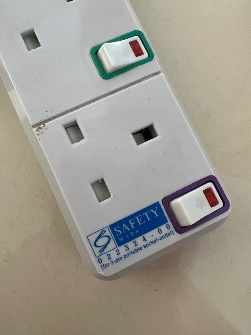 Safety mark 4 way extension socket *2, TV & Home Appliances, Electrical ...
