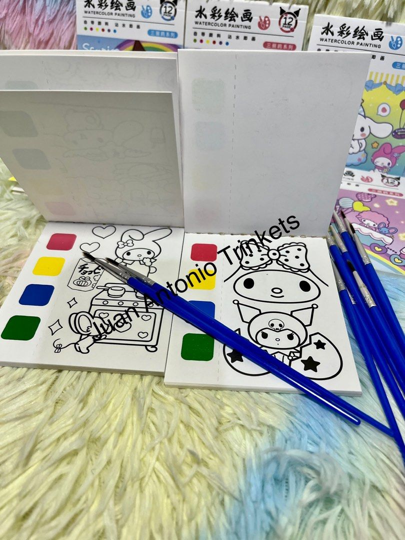 Sanrio DIY Painting Notepad water color paint set on Carousell
