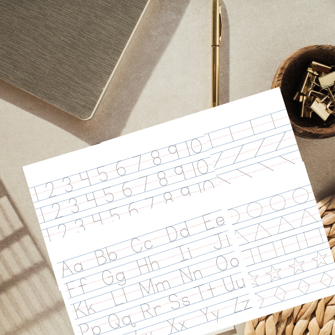 Set of Tracing Pad Activity for Kids Alphabet, Numbers, Shapes, and ...