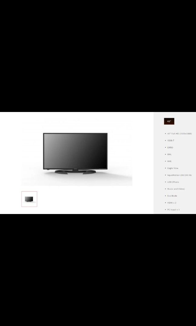 SHARP AQUOS 40" LED Full HD TV, TV & Home Appliances, TV & Entertainment, TV on Carousell