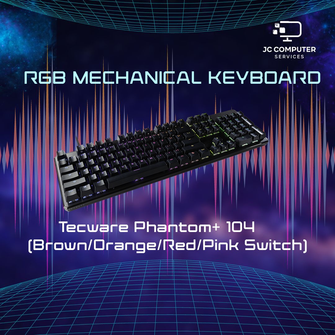 Tecware Phantom+ 104 (Linear, 45g) Mechanical Keyboard Orange/Brown/Red ...