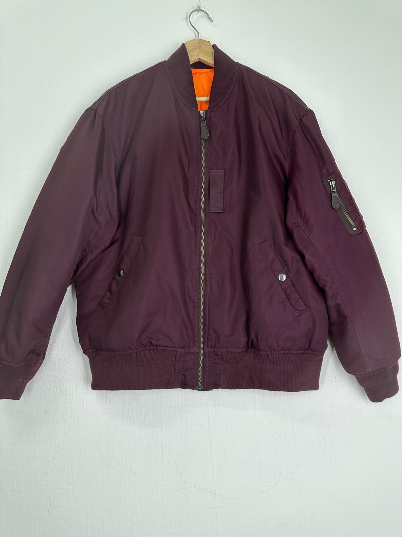 VINTAGE GU BOMBER JACKET MEROON, Men's Fashion, Coats, Jackets and ...