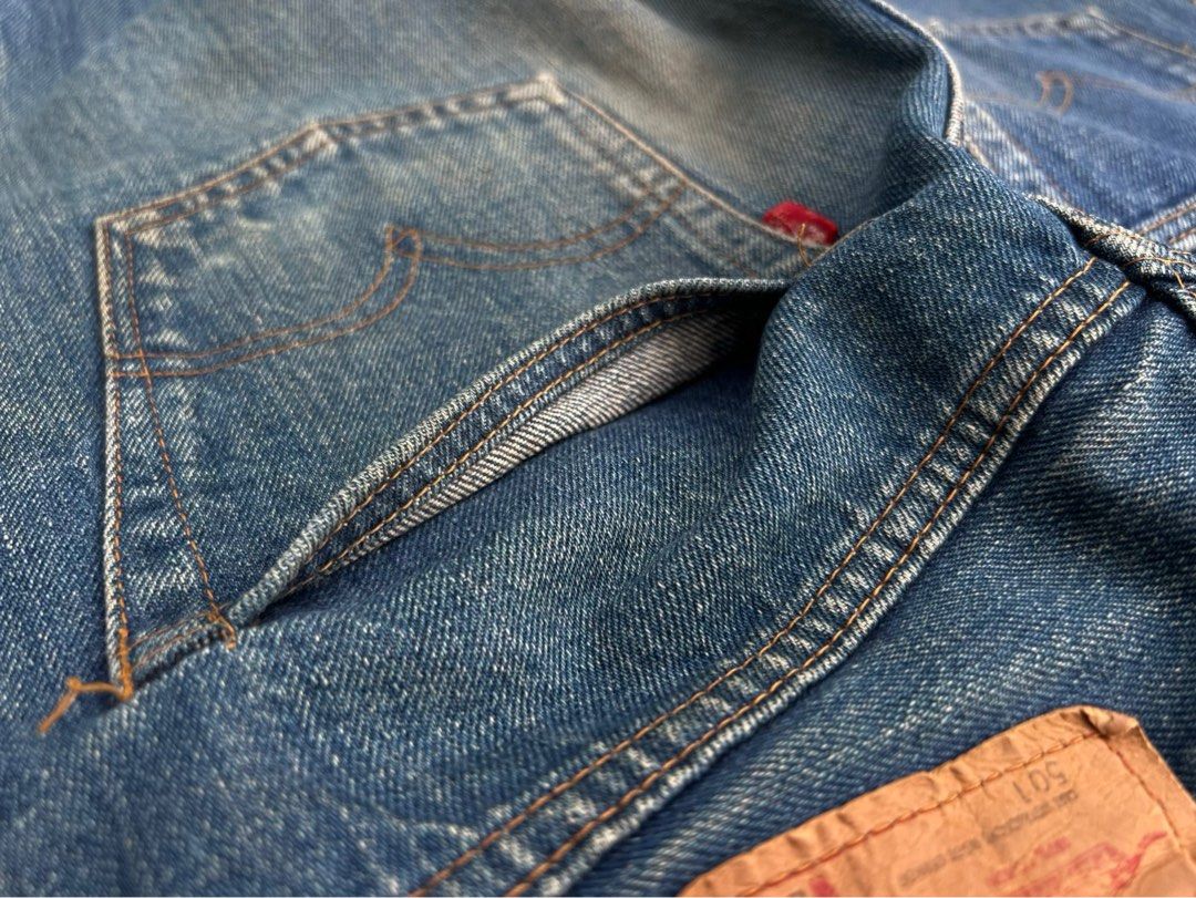 VINTAGE Levis 501 Single Back pocket Selvedge kepala kain, Men's ...