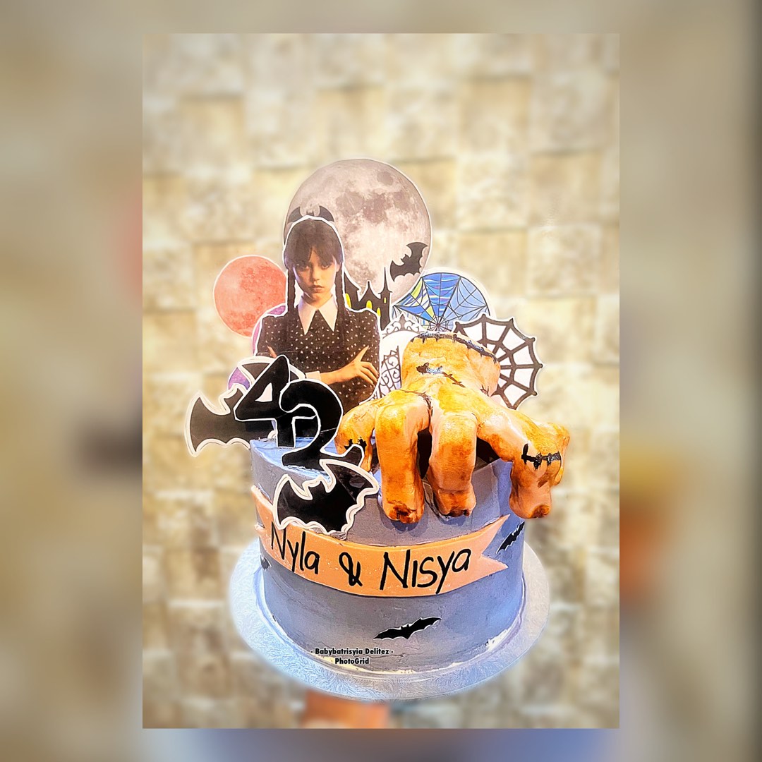 Wednesday Addams Cake, Food & Drinks, Homemade Bakes on Carousell