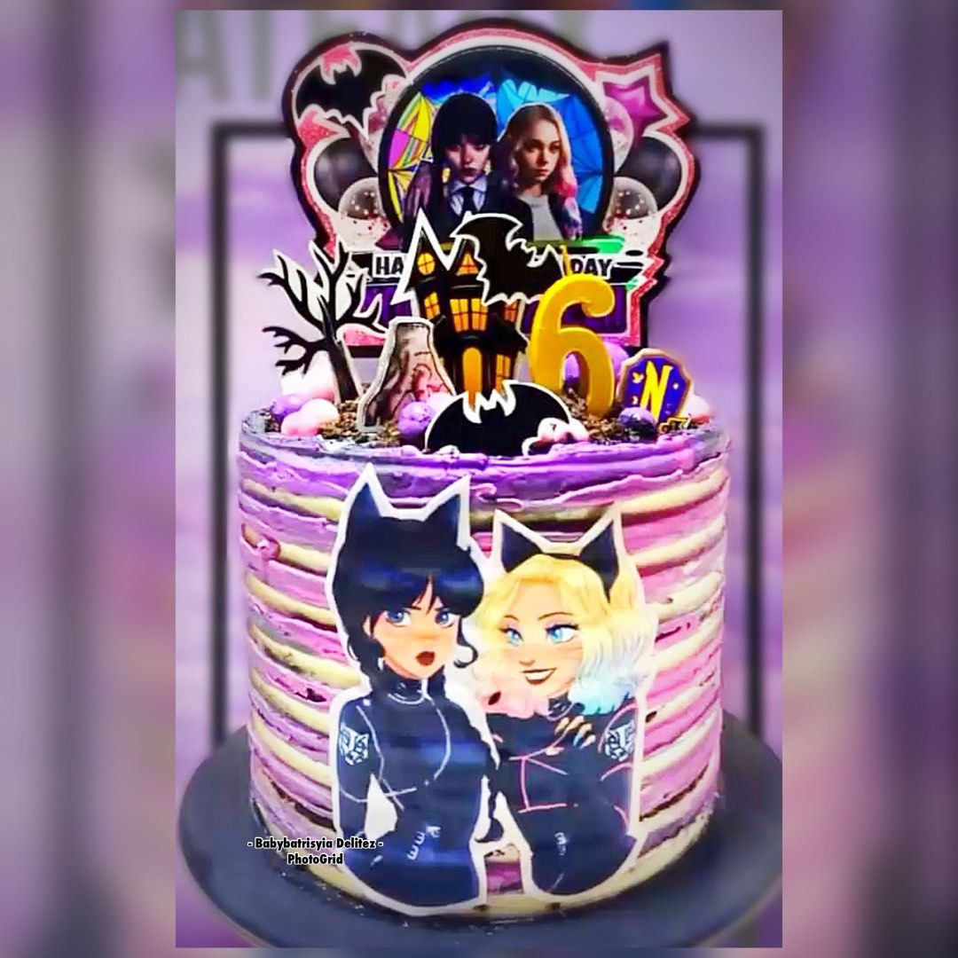 Wednesday Addams Cake, Food & Drinks, Homemade Bakes on Carousell