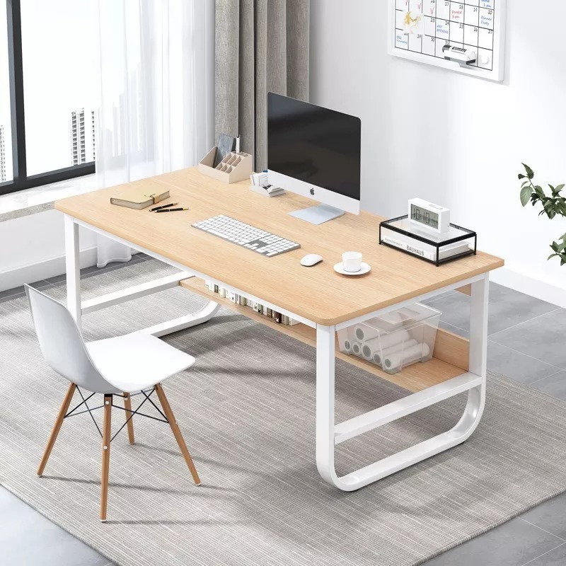 120CM Table Computer Table Desk Office Table with Shelf Desktop ...