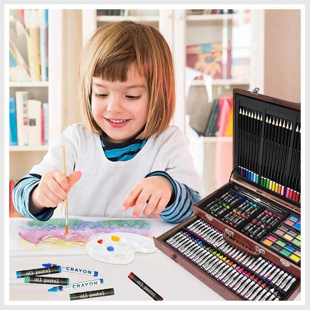 143 Piece Deluxe Art Set in Wooden Box with Handle, Art Supplies for ...