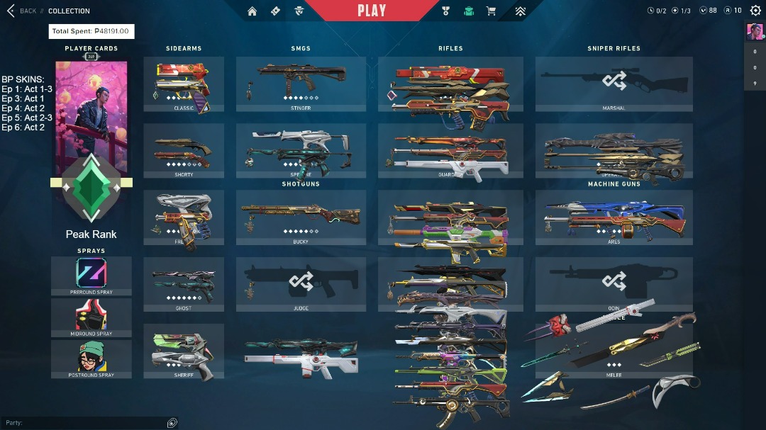 Valorant Account with 100+ skins (50 premium with 8 BP bundles), Video Gaming, Video Games ...