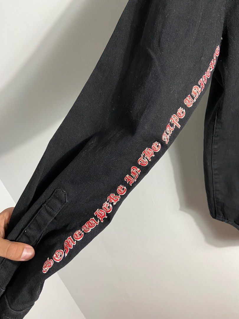 Aape By A Bathing Ape Embroidered Back Logo Black Denim Jacket, Men's ...