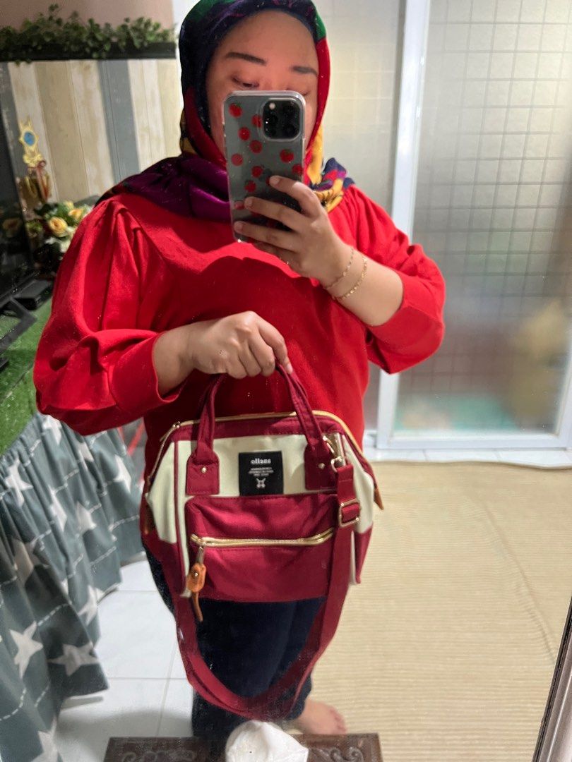 Authentic anello 3in1 bag red mix beige, Barang Mewah, Tas & Dompet di ...