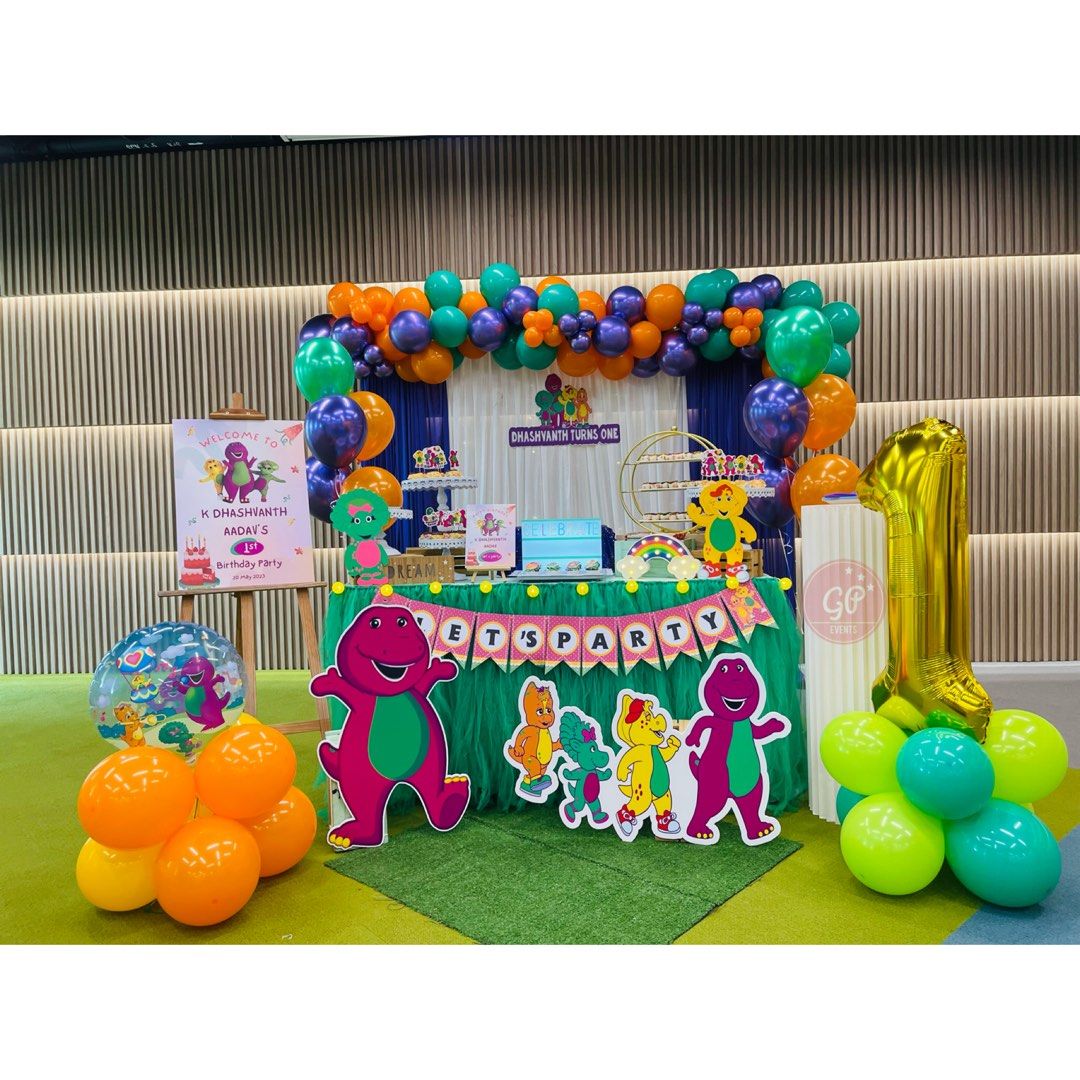 Barney Theme Dessert Table Decor Set Up, Lifestyle Services, Event ...