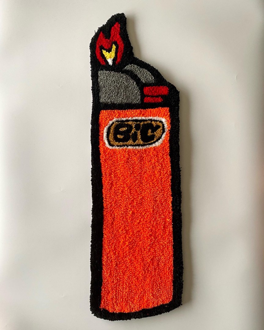 Bic Lighter Orange Tufted Custom Handmade Rug on Carousell