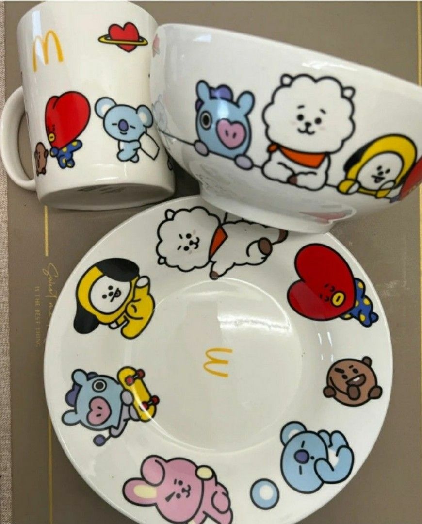 BT21 Mcd Ceramic Set, Furniture & Home Living, Kitchenware & Tableware ...
