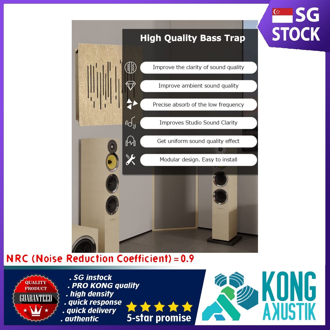 BUBOS Bass Trap,16" X 16" X 4" DIY Acoustic Bass Trap,Better than Bass ...