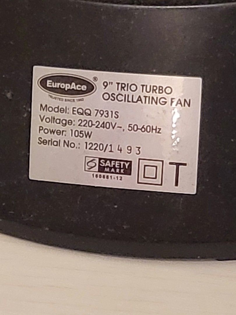EuropAce oscillating fan, TV & Home Appliances, Other Home Appliances ...