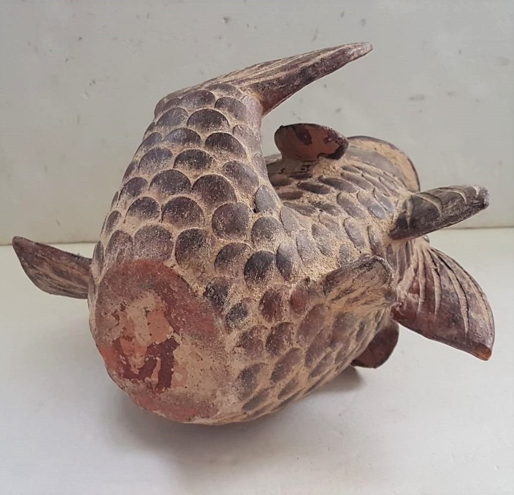 Exquisite Oriental Antique, Intrigue Ceramic FISH Carvings, Terracotta ...