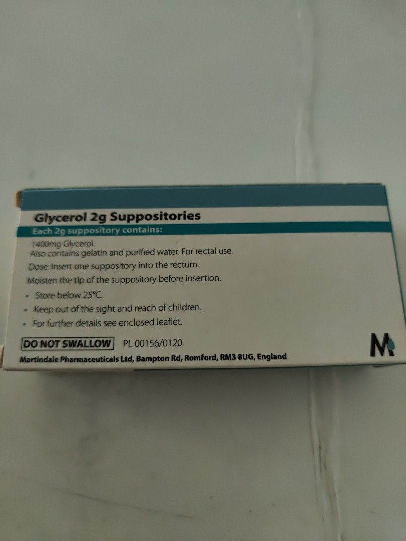 Glycerol 2g suppositories for children, Health & Nutrition, Medical ...