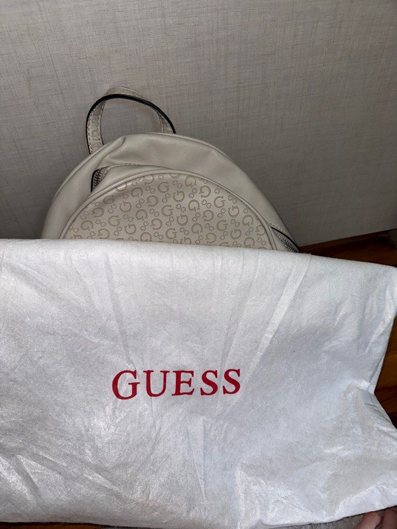 Guess monogram backpack bag (grey) *authentic, Women's Fashion, Bags ...