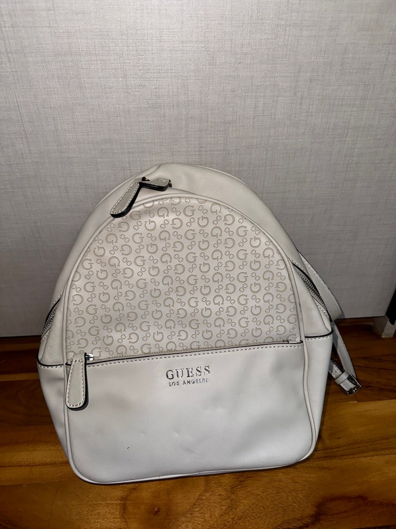 Guess monogram backpack bag (grey) *authentic, Women's Fashion, Bags ...