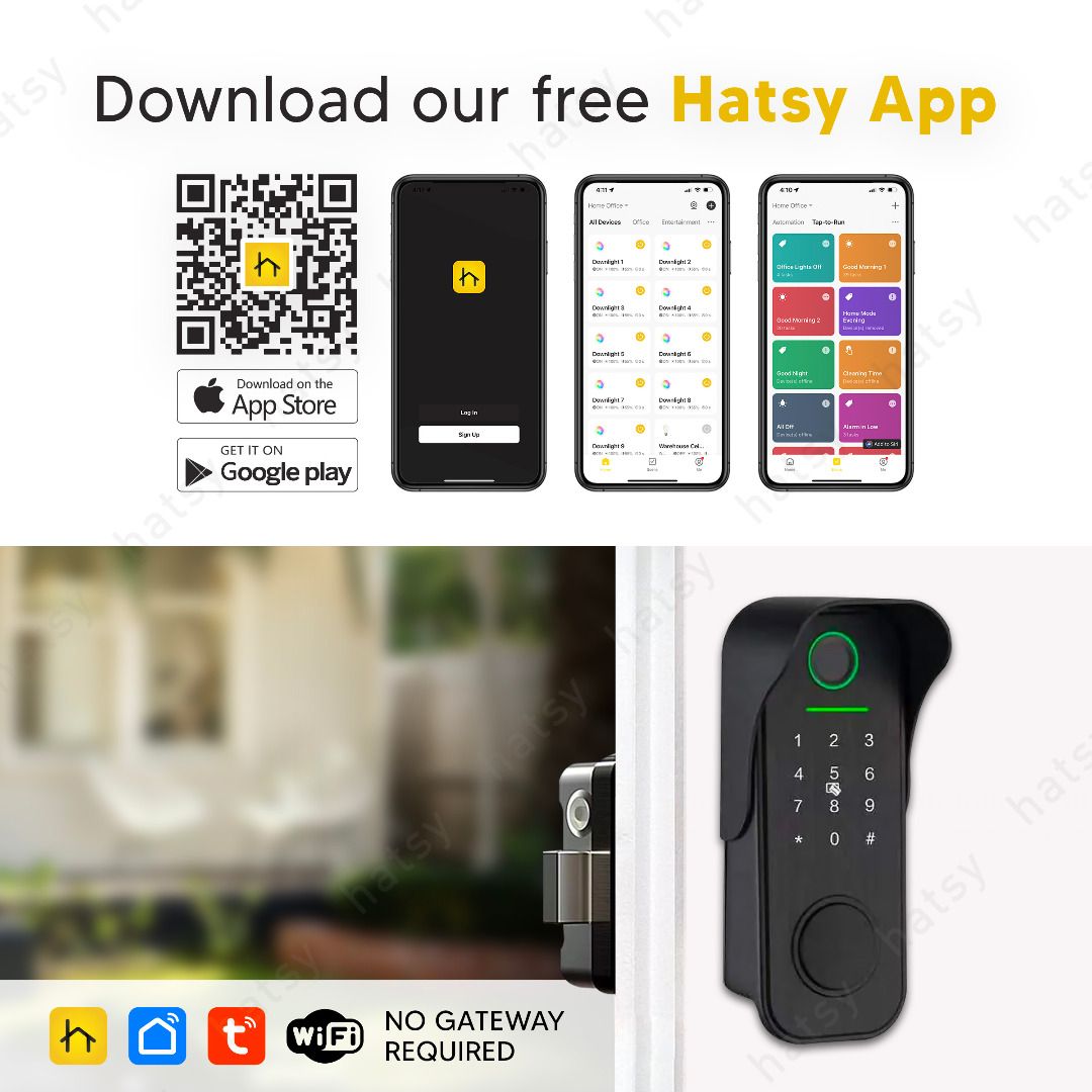 HATSY - (NEW ARRIVAL), Wi-Fi Digital Gate Lock, Fingerprint, Passcode ...