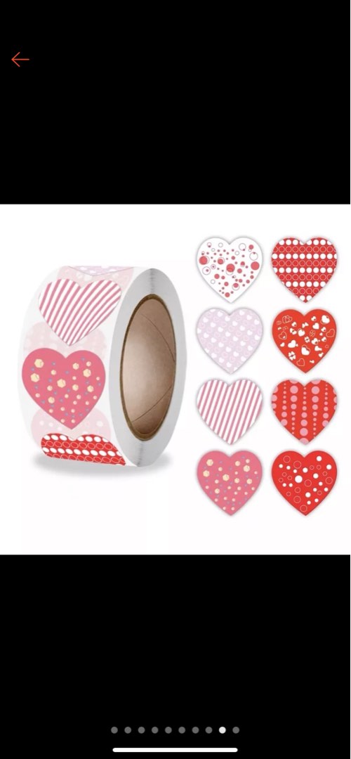 Heart shape stickers 500 pcs 3.8cm, Hobbies & Toys, Stationery & Craft ...