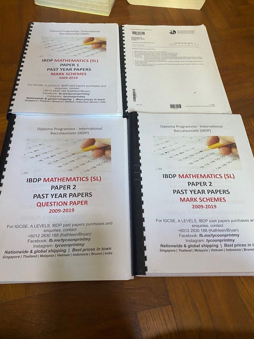 IBDP Mathematics (SL) Past paper and mark scheme, Hobbies & Toys, Books ...