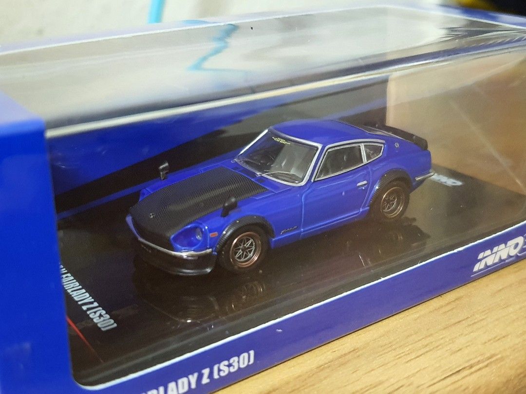 Inno64 Datsun Fairlady 240z "Blue with Carbon Hood" 1/64, Hobbies & Toys, Toys & Games on Carousell