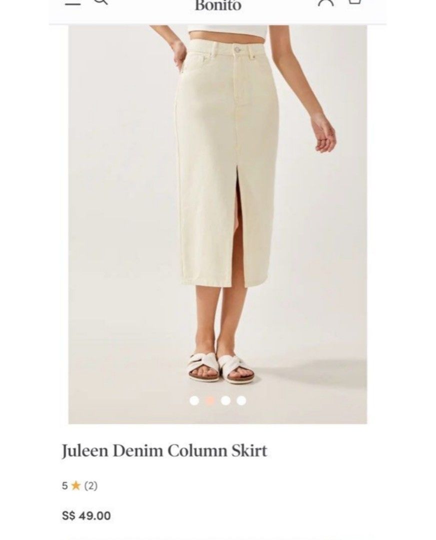 LB Juleen Denim Column Midaxi Skirt in White (Love bOnito), Women's ...