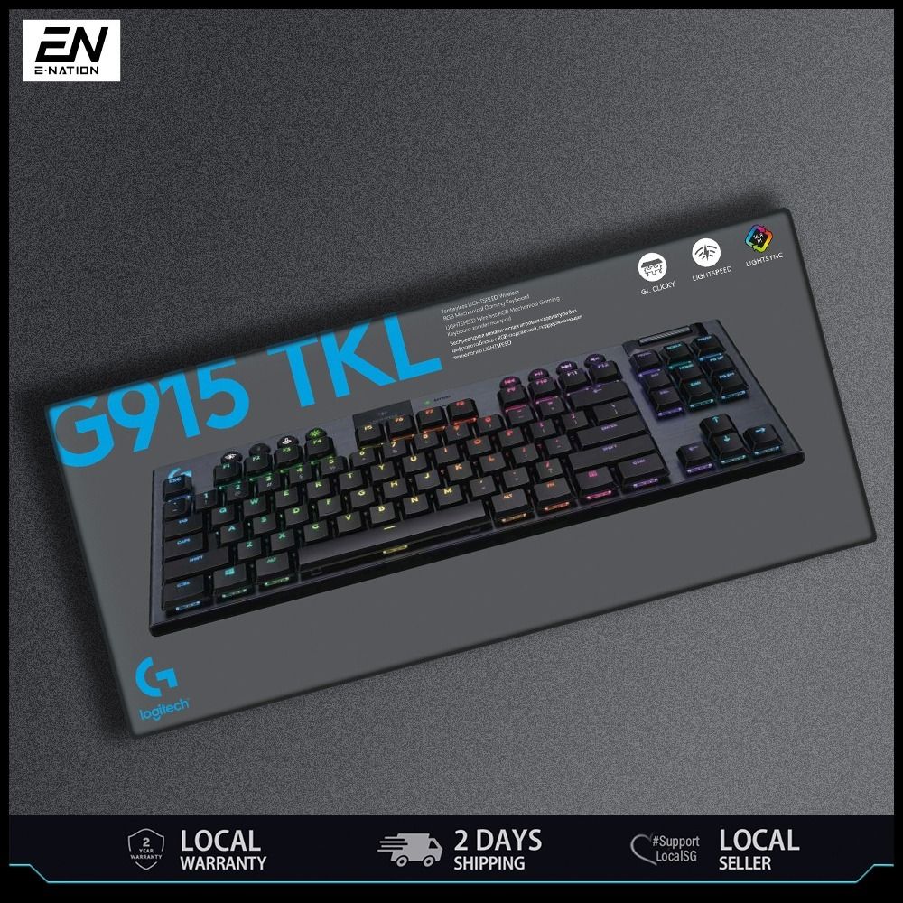 Logitech G915 TKL Tenkeyless Lightspeed Wireless RGB Mechanical Gaming Keyboard, Computers ...