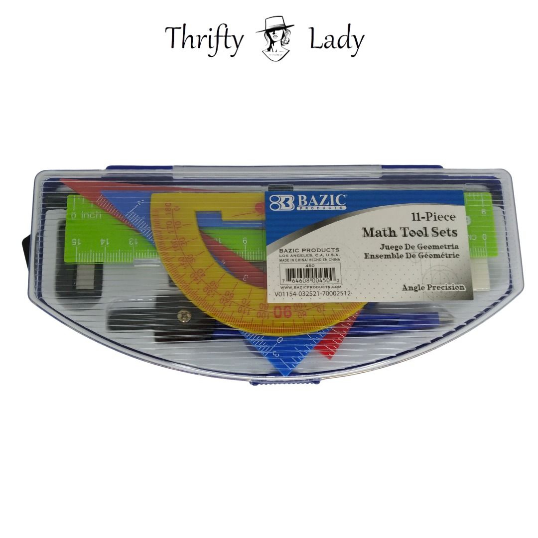 Bazic Math Set: Compass, Protractor, Rulers on Carousell
