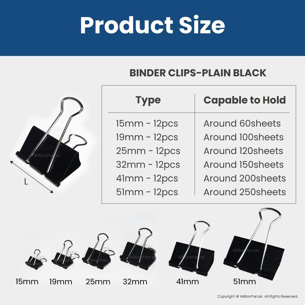 Metal Binder Clips | Color long Tail Clip | Size 15/19/25/32/41/50mm ...