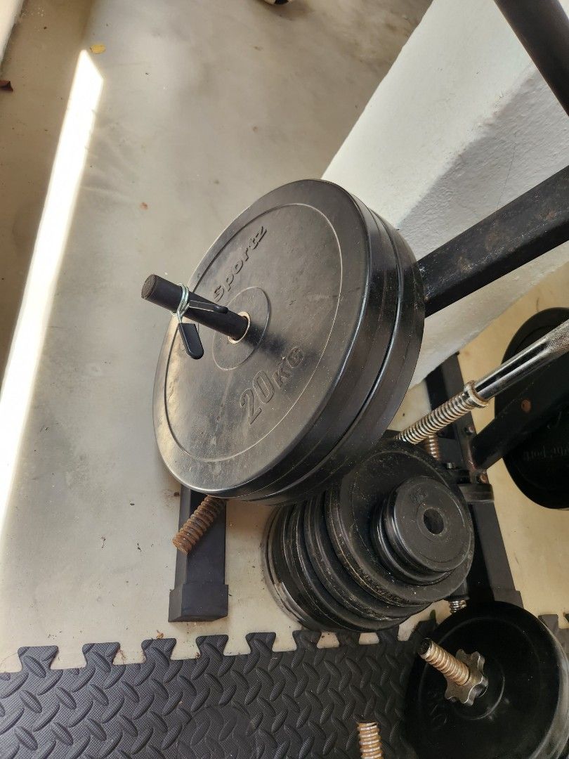 Mix of weights, bar bells and holder!, Sports Equipment, Exercise ...