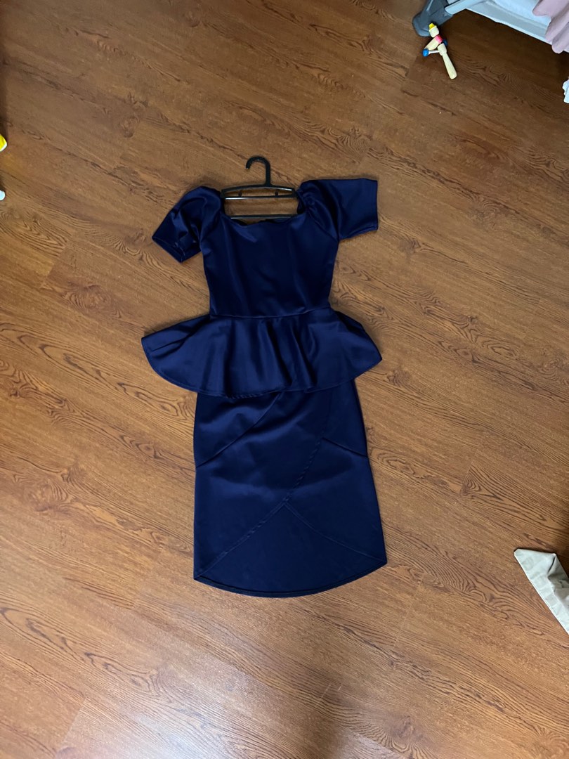 navy blue dress formal, Fesyen Wanita, Pakaian Wanita, Gaun & Rok di ...