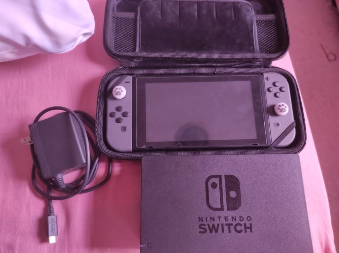 Nintendo Switch Dark / Grey (FULL SET), Video Gaming, Video Game ...