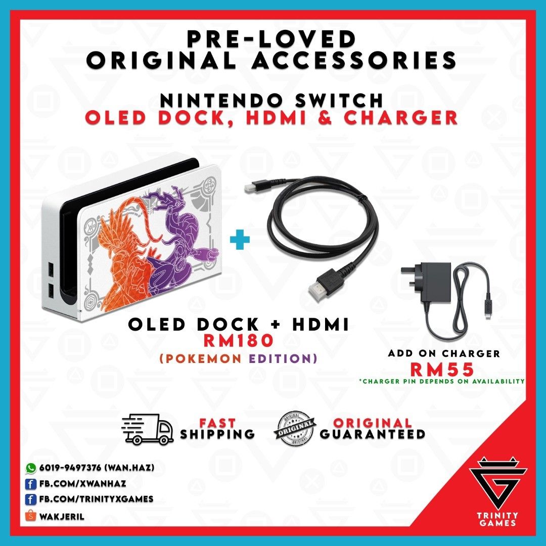 Original Nintendo Switch OLED Dock Pokemon Scarlet and Violet Edition ...