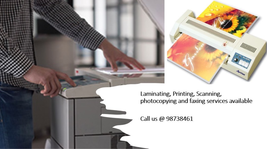 Printing, laminating, copying, scanning and faxing service available ...