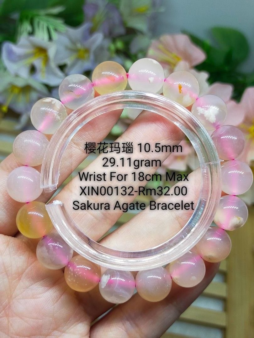 Sakura Agate 10.5mm, Women's Fashion, Jewelry & Organisers, Bracelets on Carousell